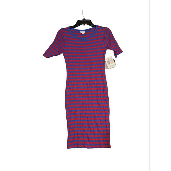 LuLaRoe | Dresses | New Lularoe Size Xxs Blue Red Striped Rib Knit ...